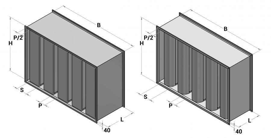 ESRS 1-4 - Rectangular silencers with sound-absorbing splitters ...